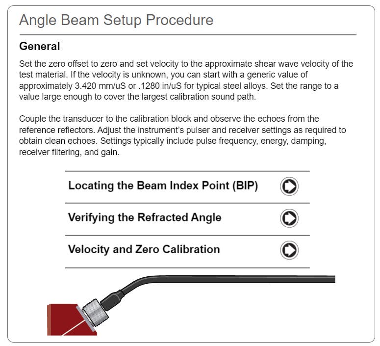 4.3 Typical Angle Beam Setup Procedure | Evident